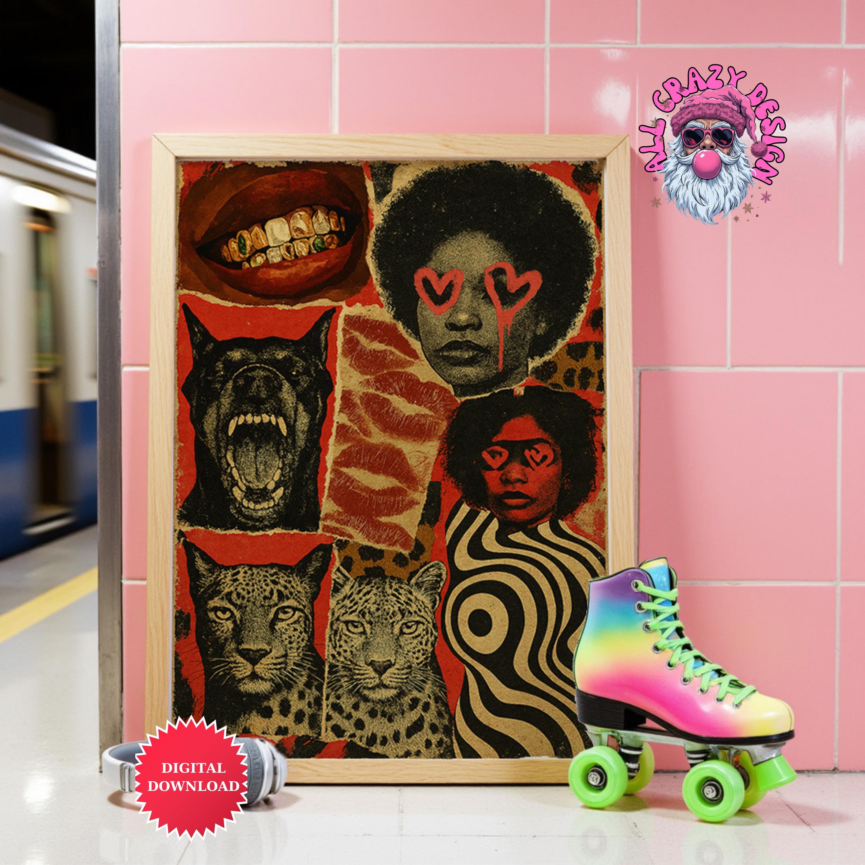 Black Collage Art Print | Funky Preppy Dorm Decor (digital Download) - Etsy