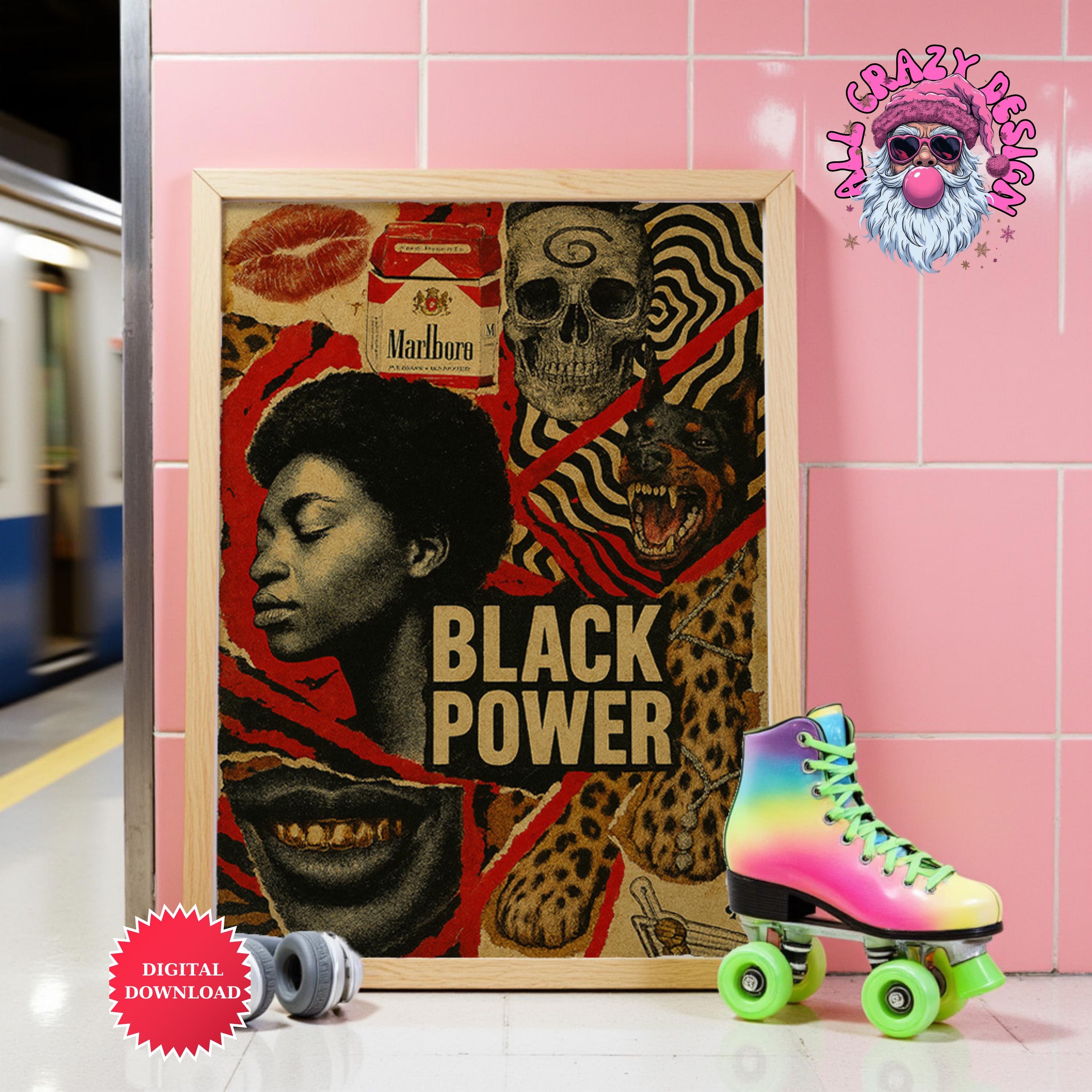 Black Woman Collage Art Print - Afrocentric Fashion Wall Decor - Trendy ...