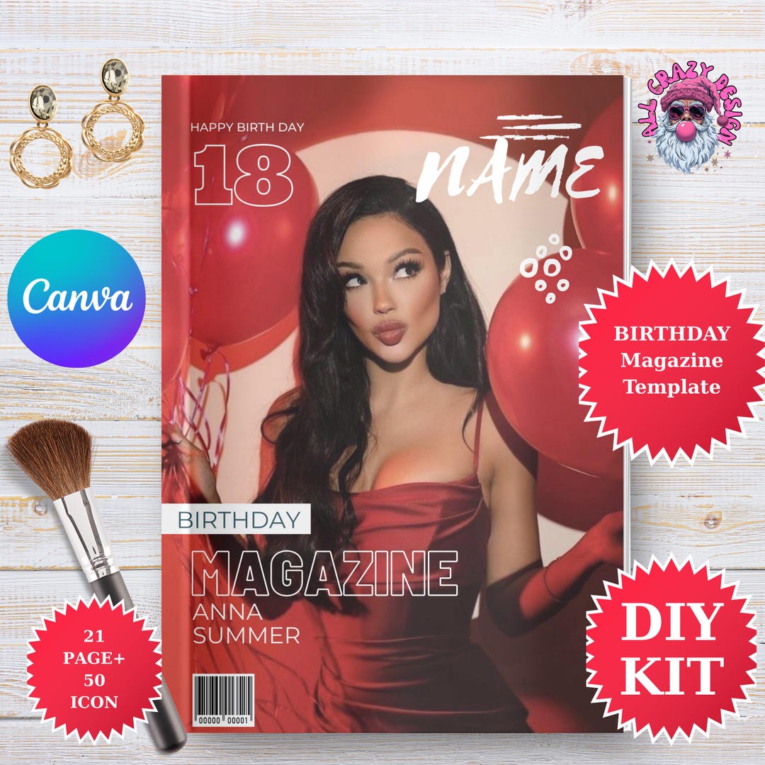 Vogue Custom Magazine Canva Template, Editable Birthday Magazine ...
