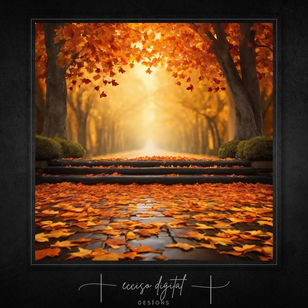 Fall Digital Backdrop, Fall Backdrop Triails Photography Composite With ...