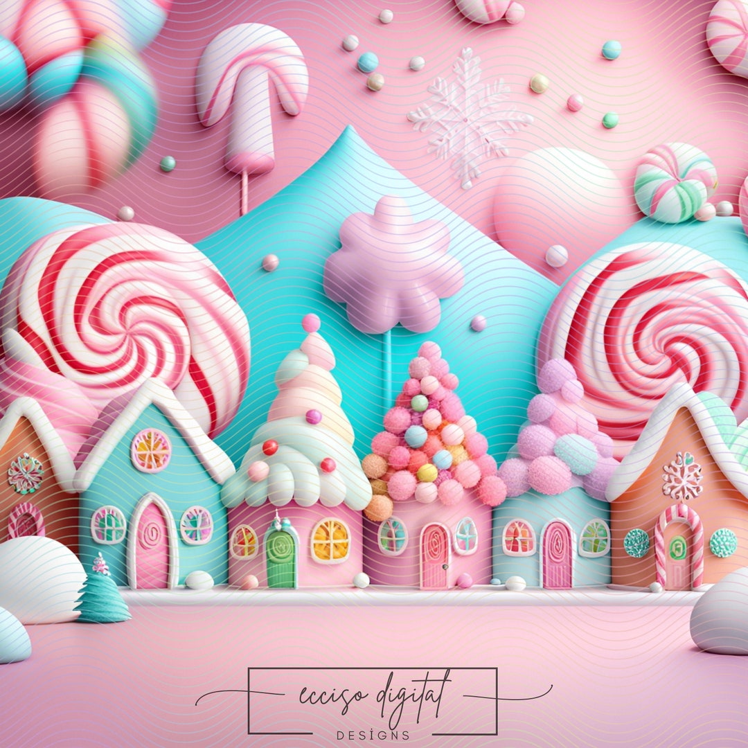 Pink Backdrop, Christmas Candy Background, Digital Backdrop for ...
