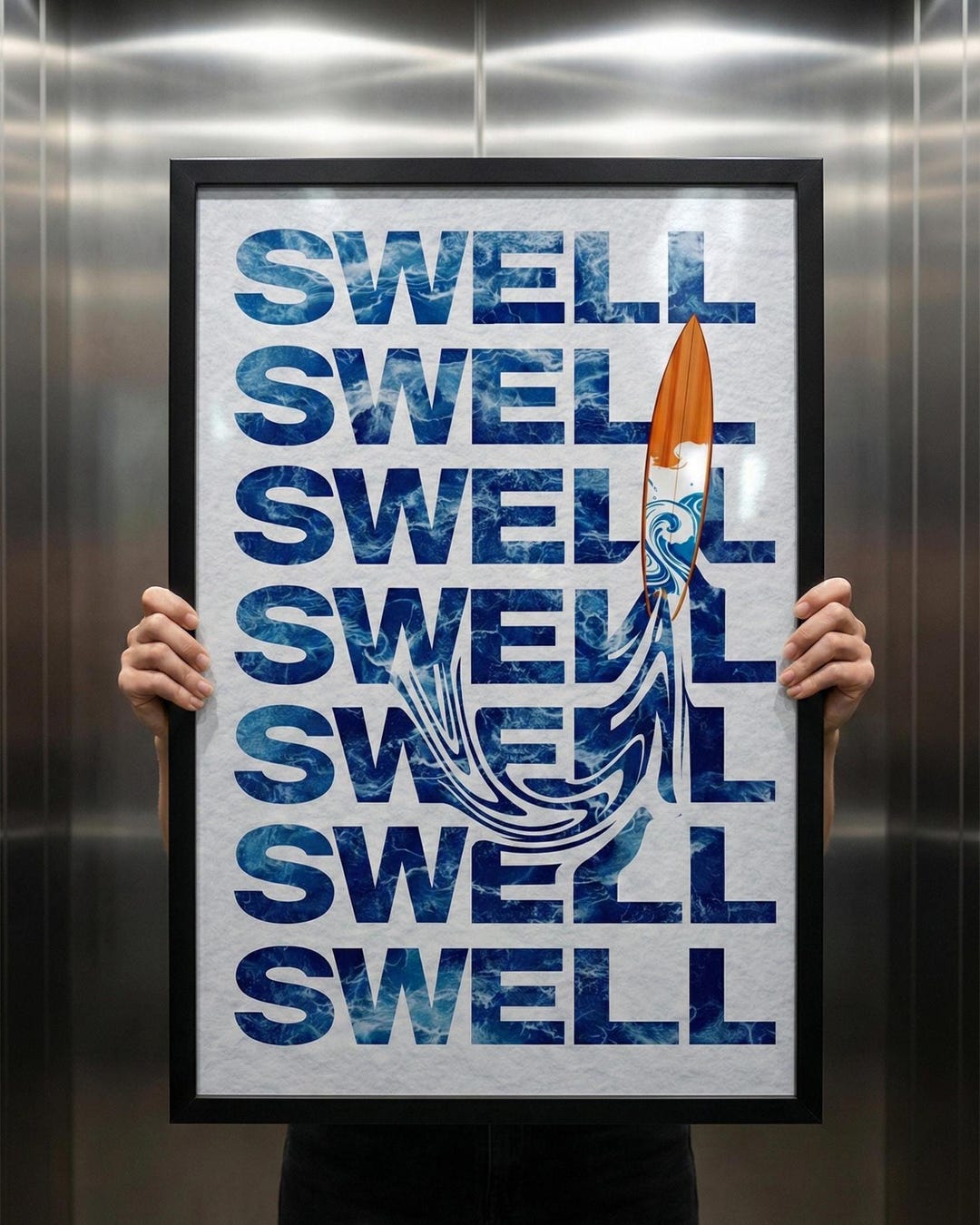 SWELL Surfboard Wave Art Print, Modern Coastal Decor (digital Download ...