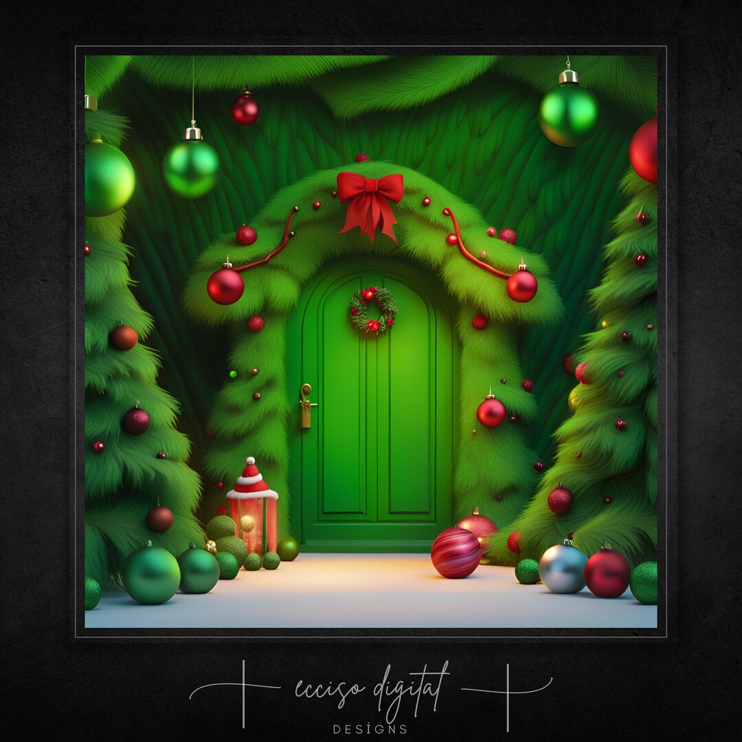 Grinch Themed Christmas Delight, Festive Arch Balloons & Digital ...