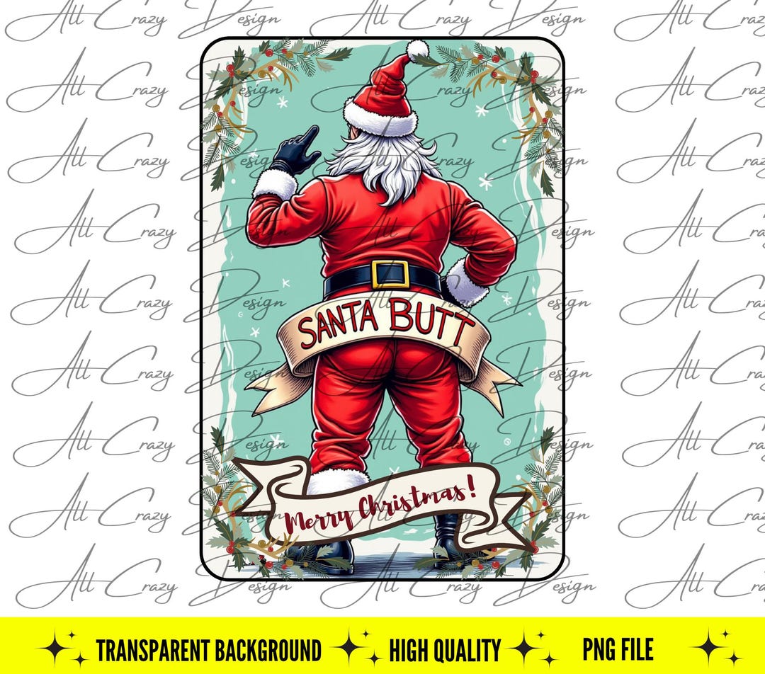 Santa Butt Png, Funny Christmas Png, Christmas Png, Merry Christmas ...