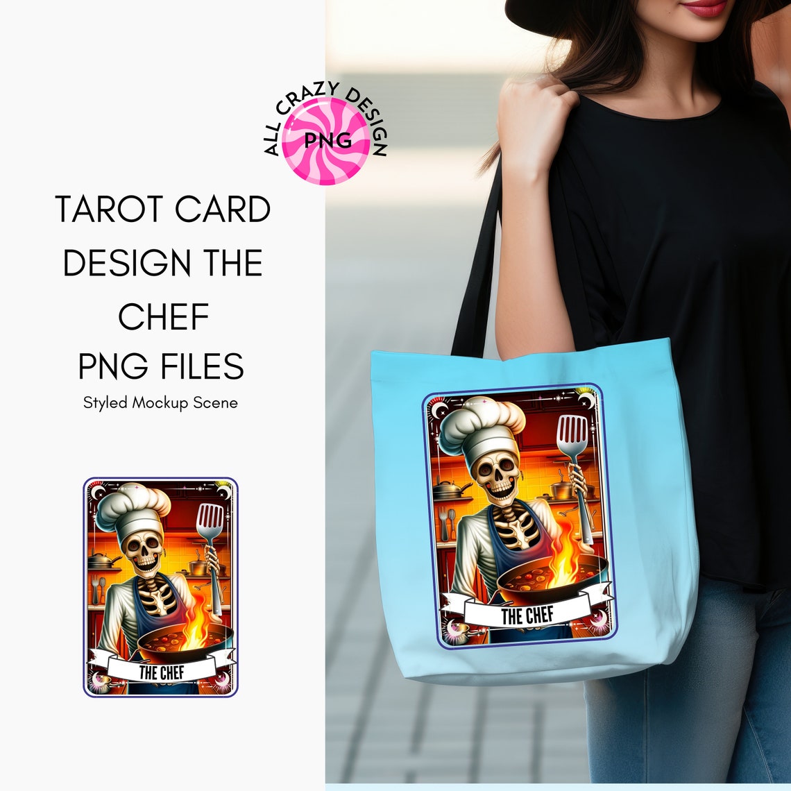 The Chef Tarot Card PNG, Skeleton Cook Sublimation Design, Dad Skull ...