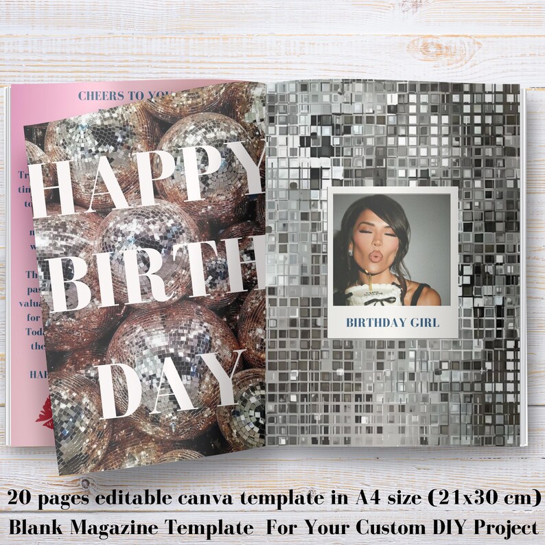 Personalized Birthday Magazine Cover Template, Canva Editable (A4 ...
