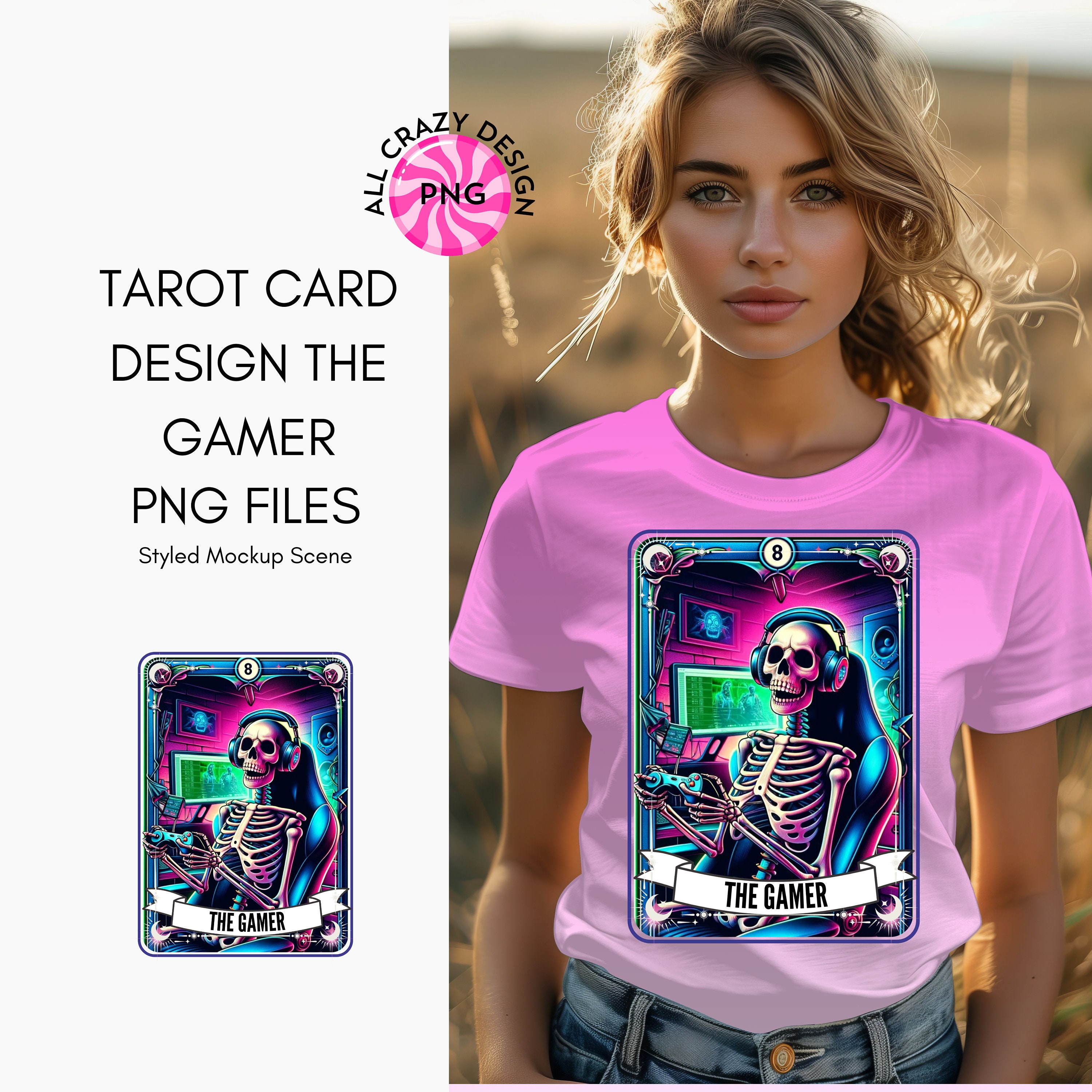 The Gamer Funny Tarot Card PNG, Sarcastic Sweary Skeleton Sublimation ...