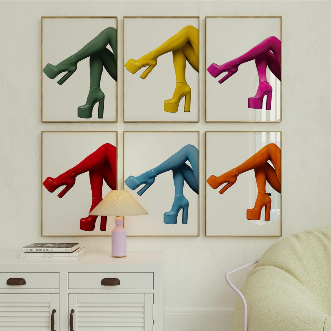 Colorful Platform Heels Poster Set, Y2K Pop Art Prints (digital ...