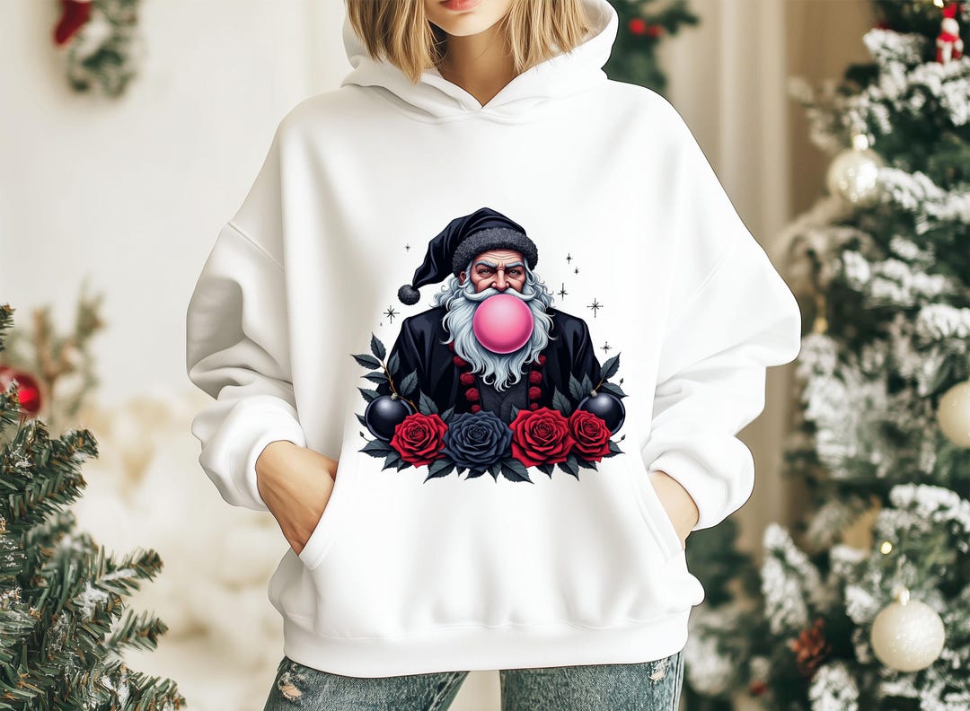 Gothic Buble Gum Santa Clipart PNG Red and Black Gothic-themed ...