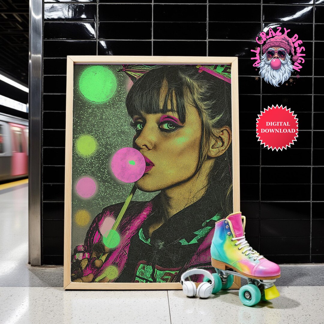Girly Wall Art Pop Art Print Retro Girl Poster Digital Download ...
