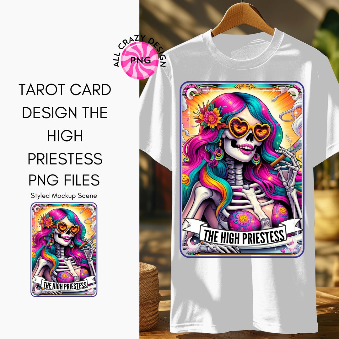 Tarot Card Design the High Priestess Colorful and Vibrant PNG Digital ...