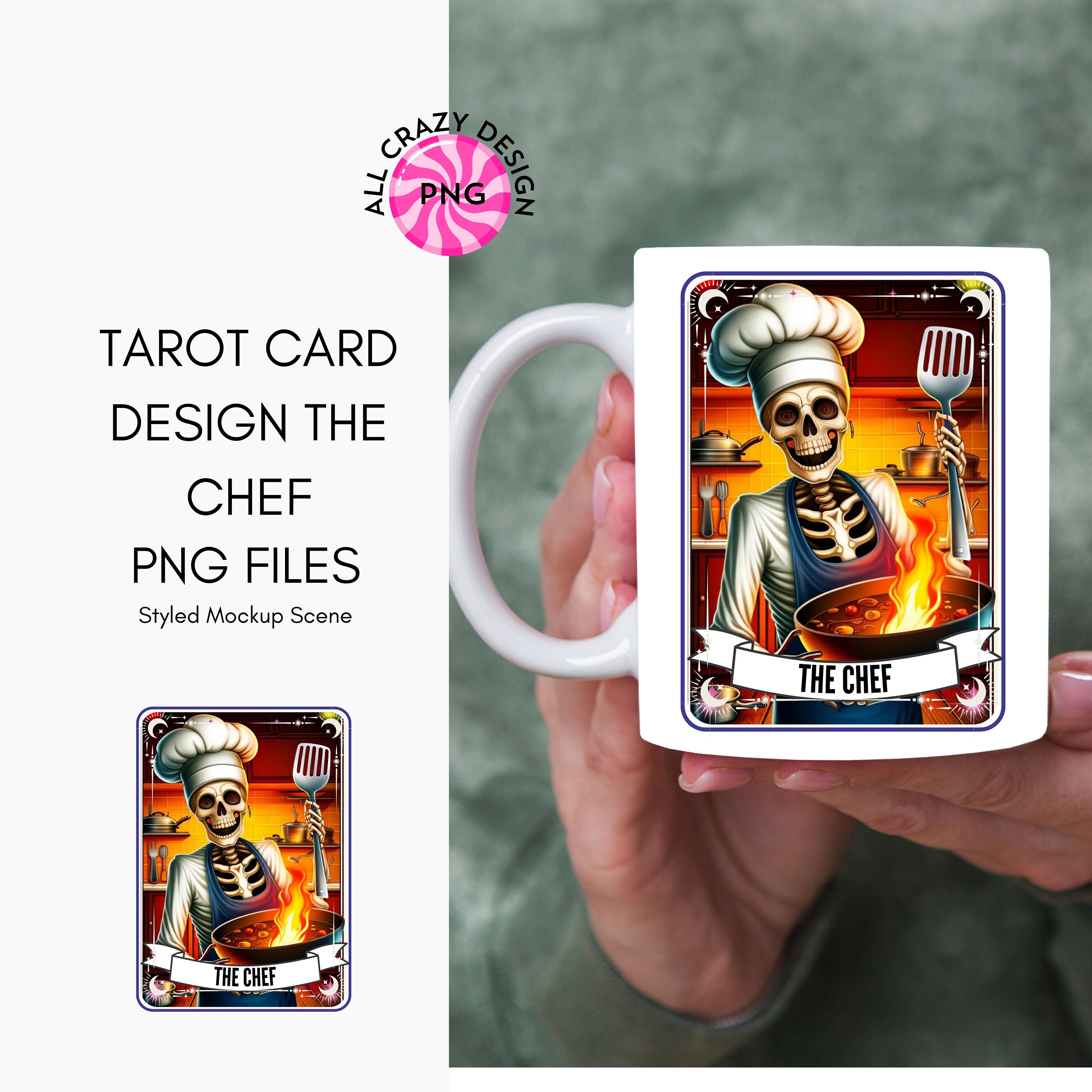 The Chef Tarot Card PNG, Skeleton Cook Sublimation Design, Dad Skull ...