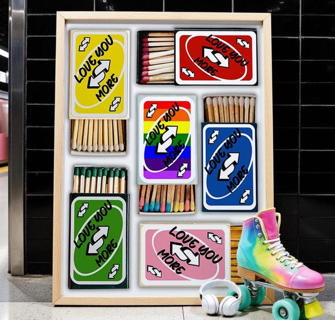 Love You More Print Matchbox, Red Retro Wall Art Printable, Playing ...