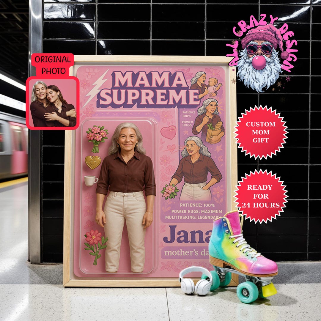 Retro Mom Figure Digital Portrait Funny Mother’s Day Gift for Mom or ...