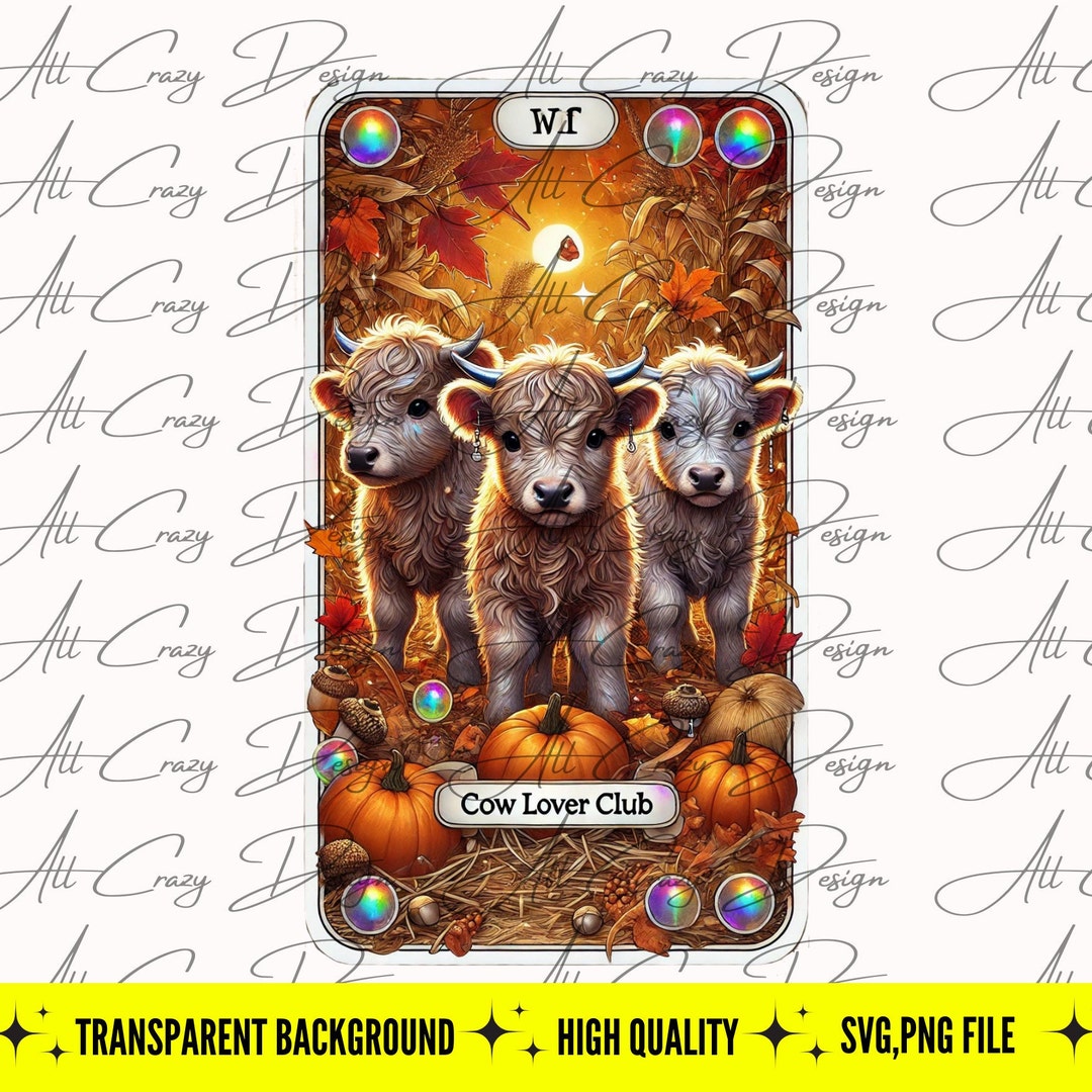 Fall Tarot Png Highland Cow Design Png Fall Shirt Design Baby Cow Lover ...