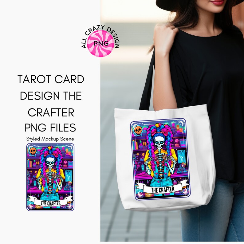 The Crafter Tarot Card PNG, Crafting Girl Skeleton Sublimation Design, Trendy Skull Crafty Funny ...
