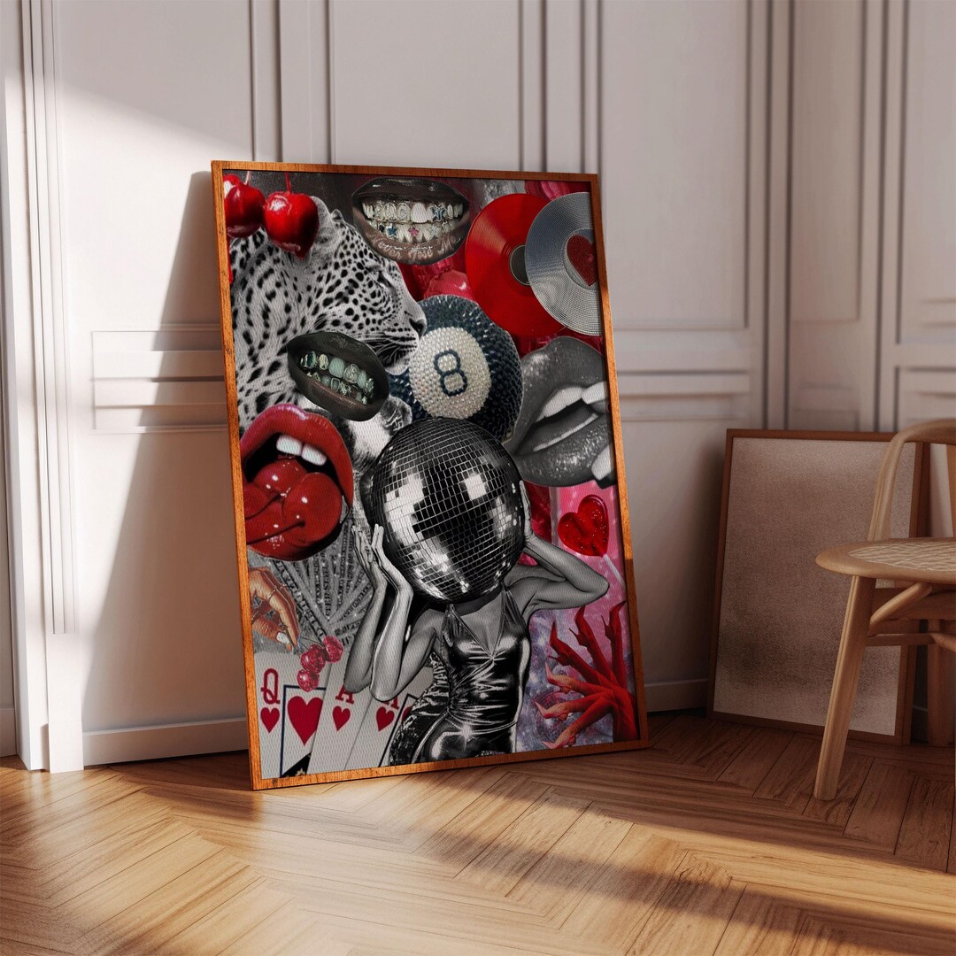 Disco Ball Diva Poster, Retro Collage Art (digital Download) - Etsy