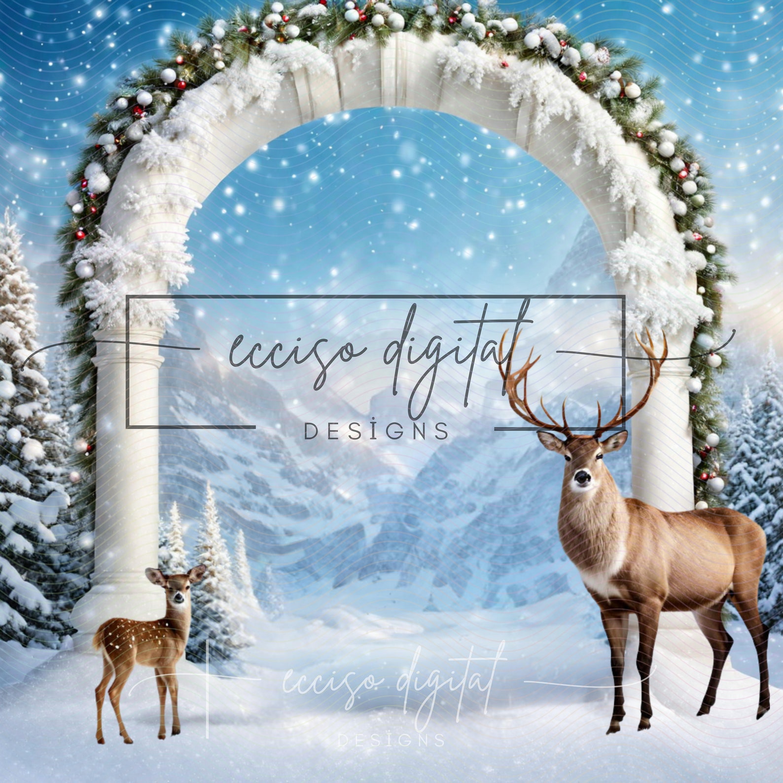 Festive Photo Magic: Christmas & Reindeer Digital Backdrops - Etsy