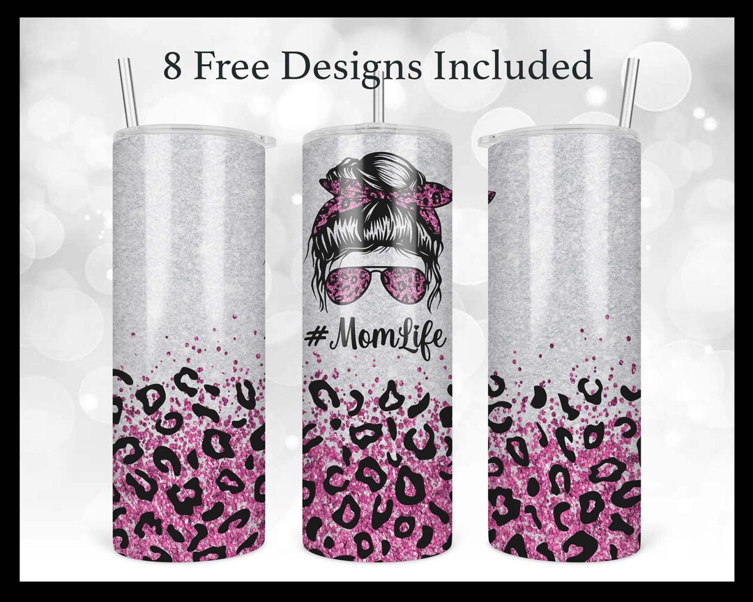 Mom Life Pink Leopard PNG, 20oz Skinny Straight & Tapered Tumbler ...