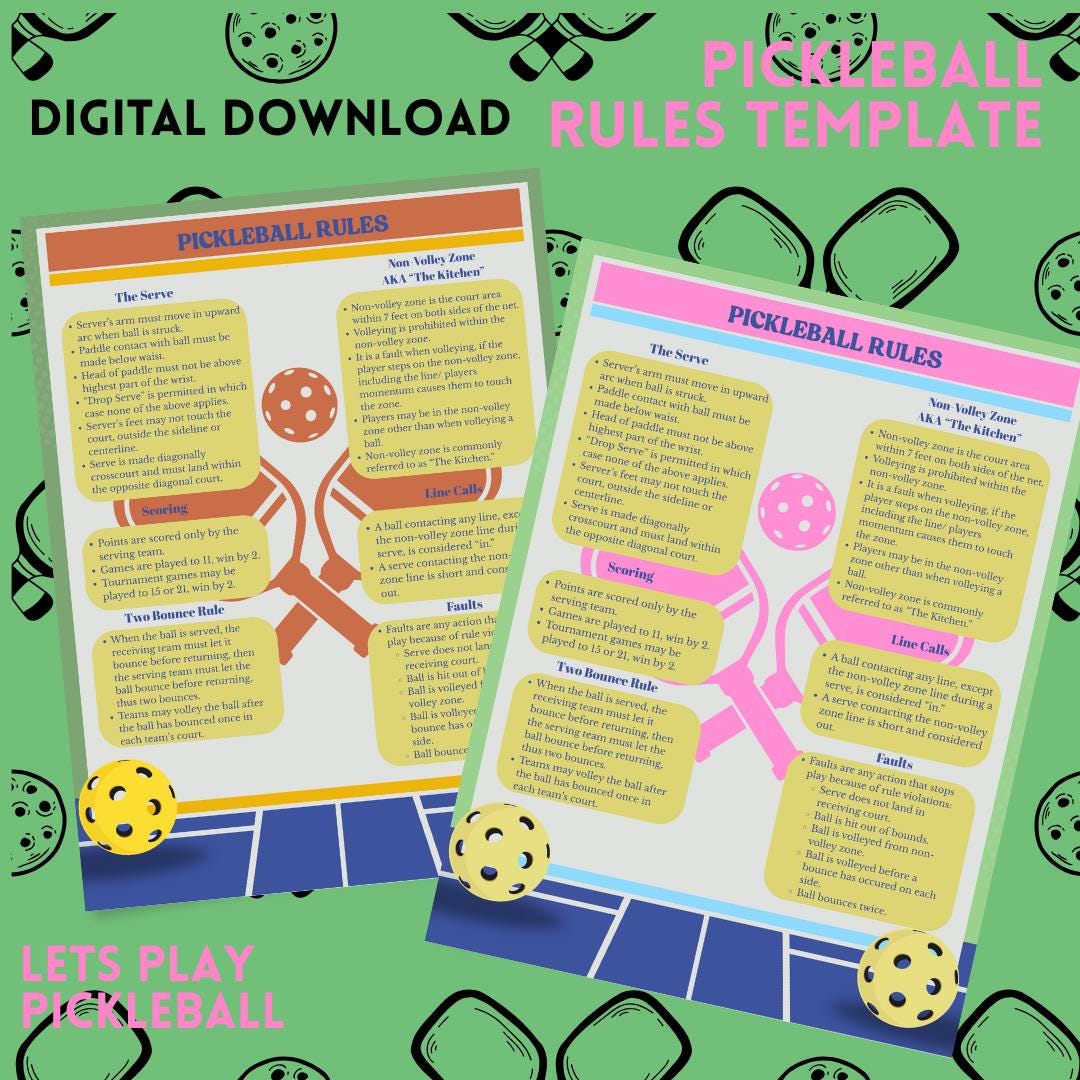 Digital Pickleball Rules Template | Digital Instant File Download ...