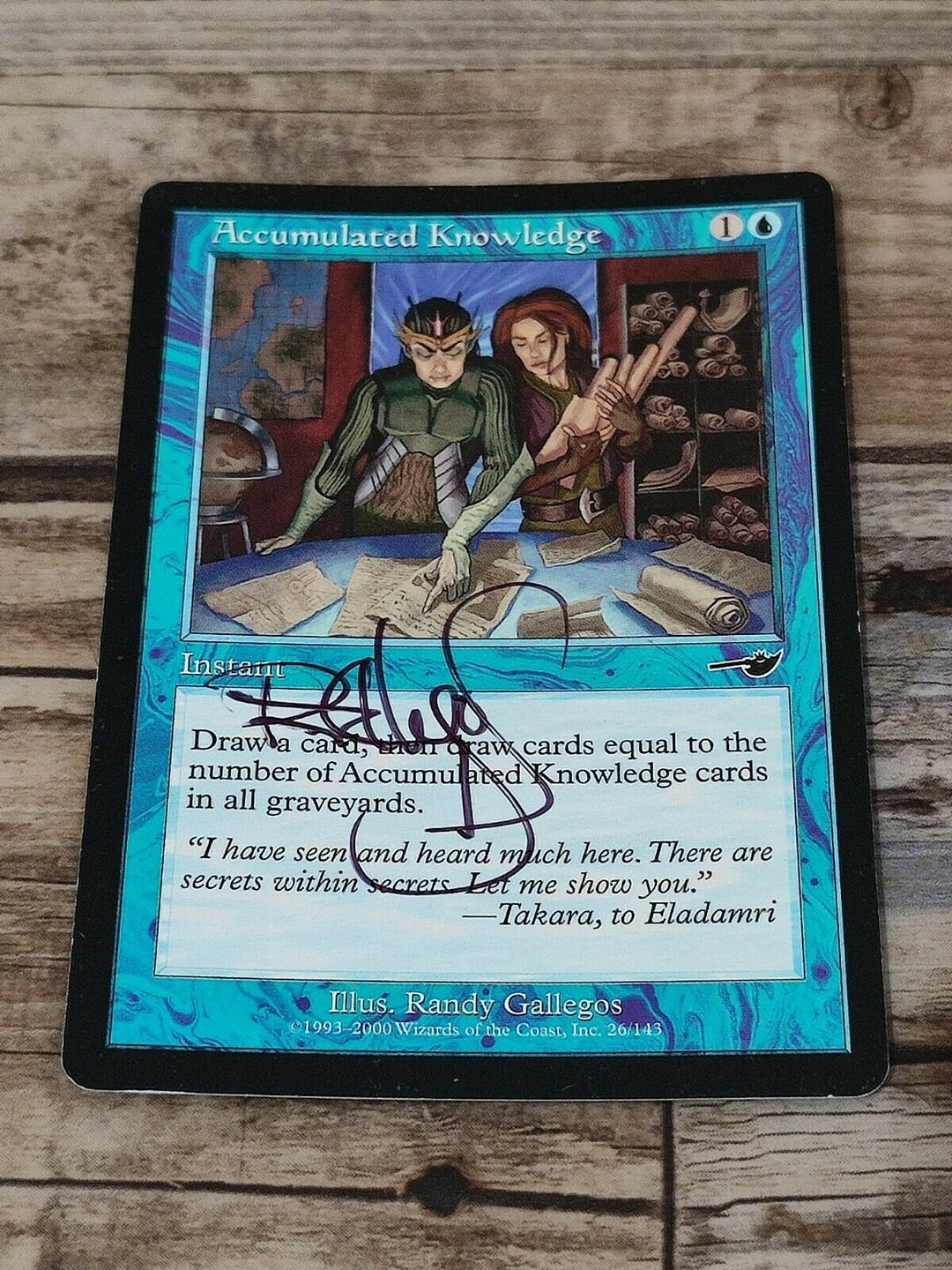Accumulated Knowledge artist Signed Nemesis Mtg Magic the Gathering NM ...