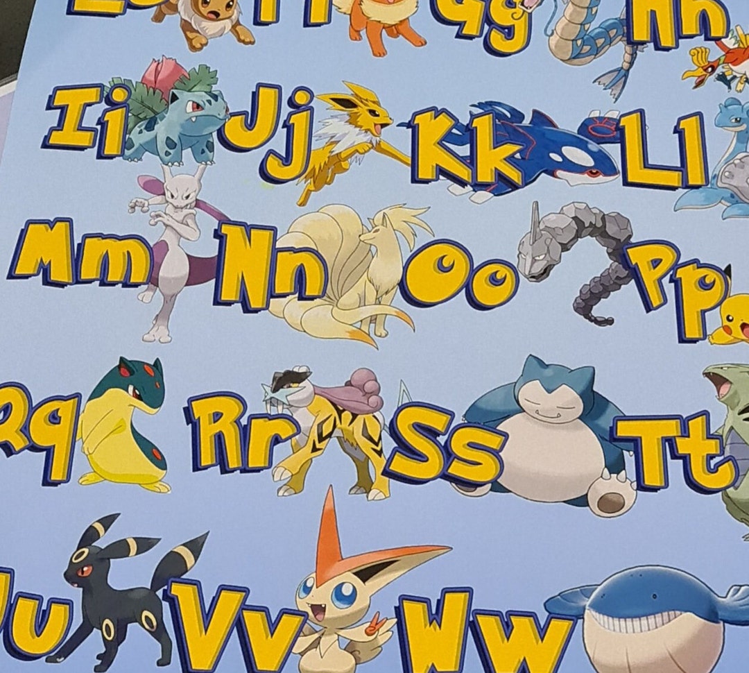 Pokemon Educational Alphabet All Ages Poster Digital Copy to Be Printed ...