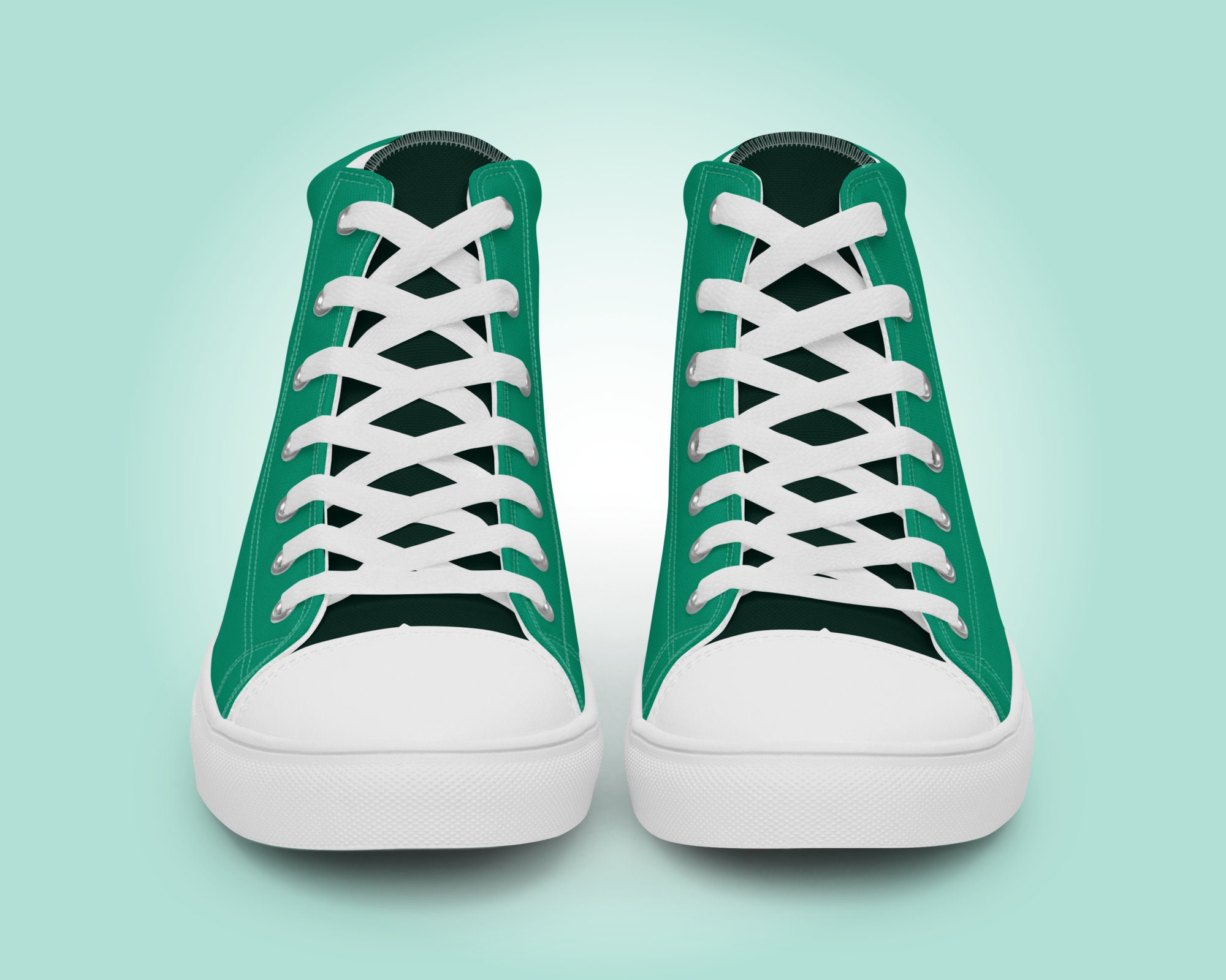 Emerald Green Unisex High Top Canvas Shoes, Natural Green Fashion ...