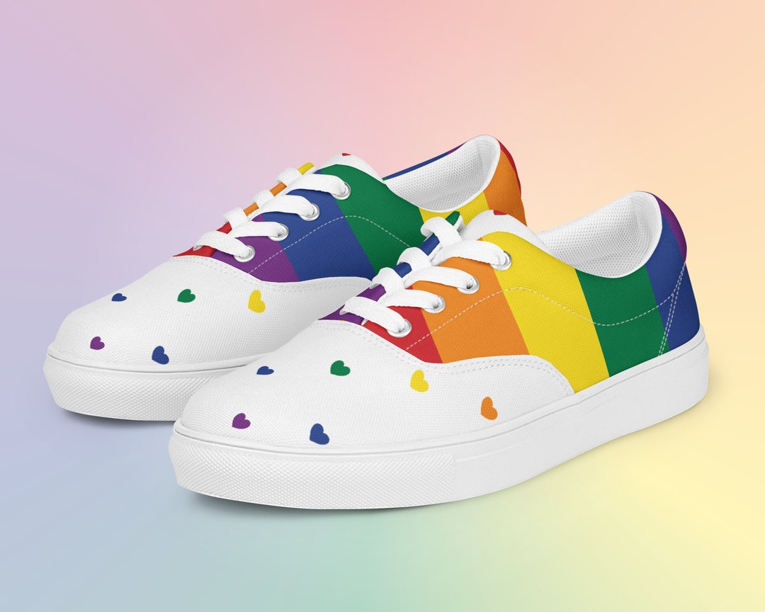 Gay Pride Rainbow Flag Unisex Low Top Canvas Shoes, LGBTQIA Colourful ...