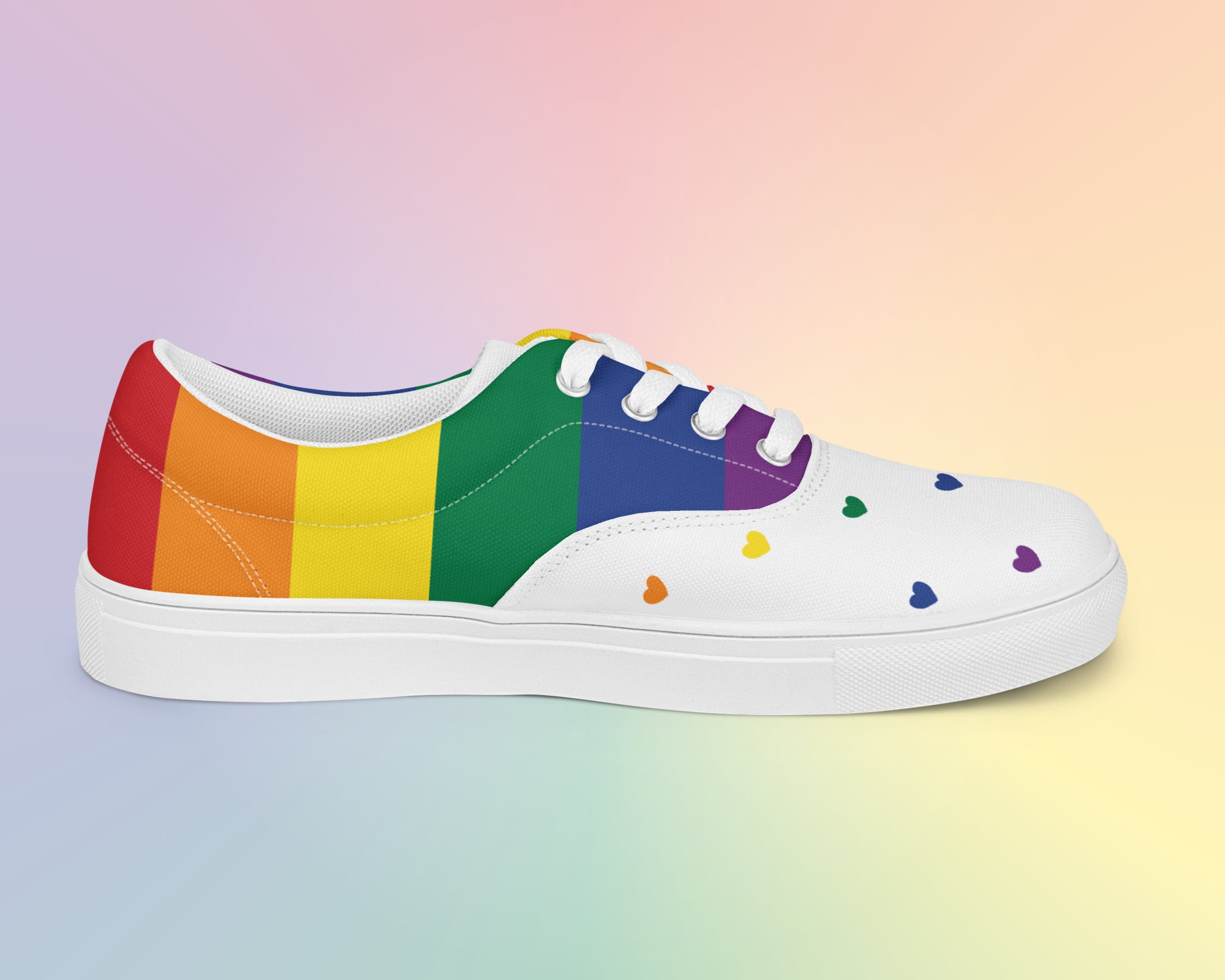 Gay Pride Rainbow Flag Unisex Low Top Canvas Shoes, LGBTQIA Colourful ...