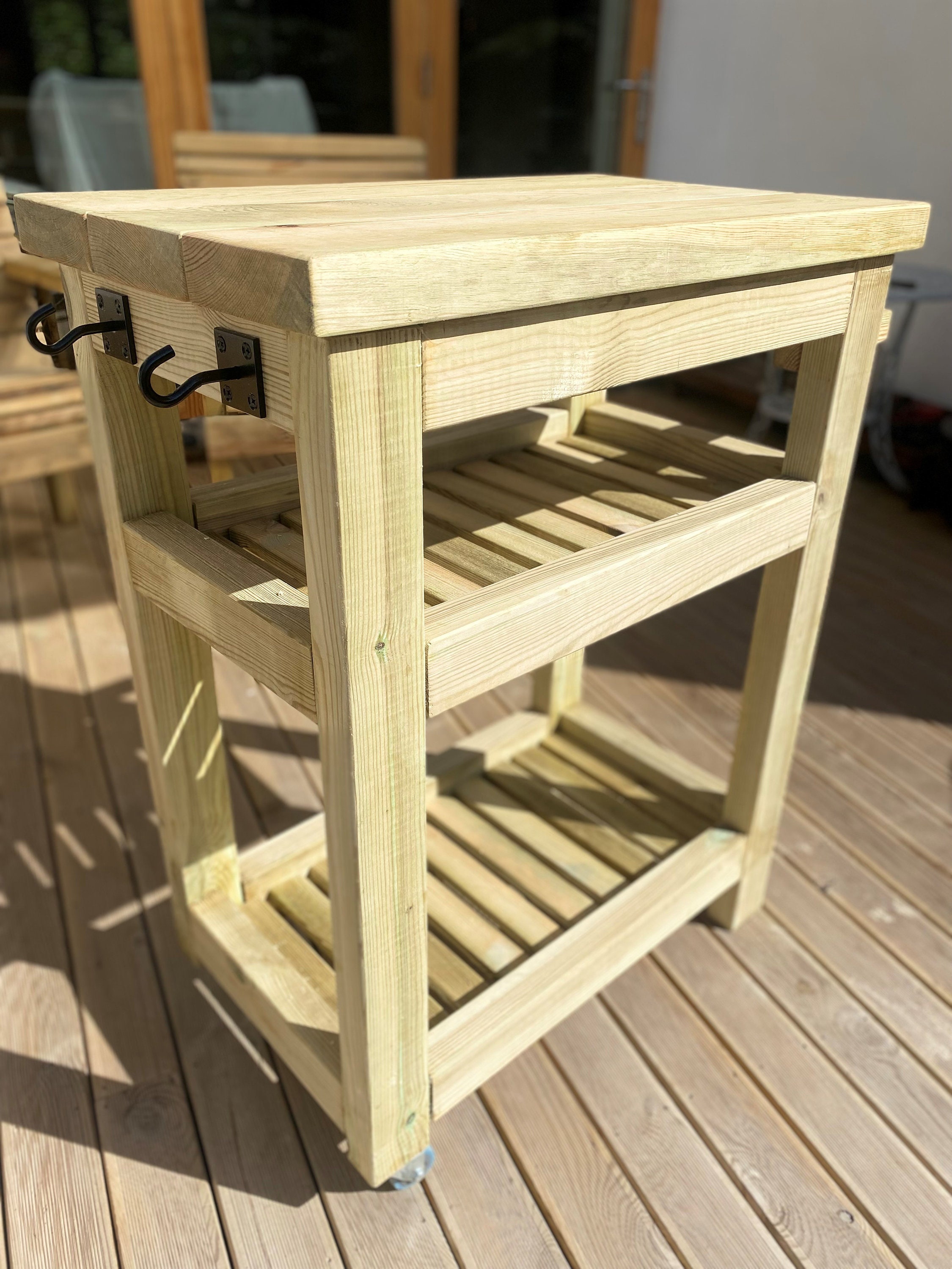 Outdoor Wooden Barbecue Pizza Trolley Table - Etsy UK