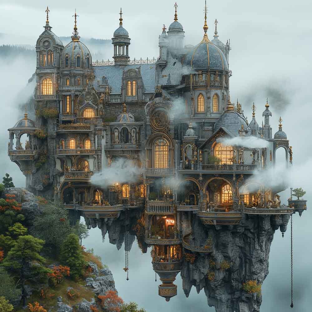 Set of 16 Steampunk Contraptions: Victorian Castles Artworks Unique ...