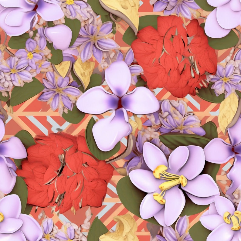 Stunning Set of 20 Digital 3D Floral Seamless Tiled Pattern Wallpaper ...