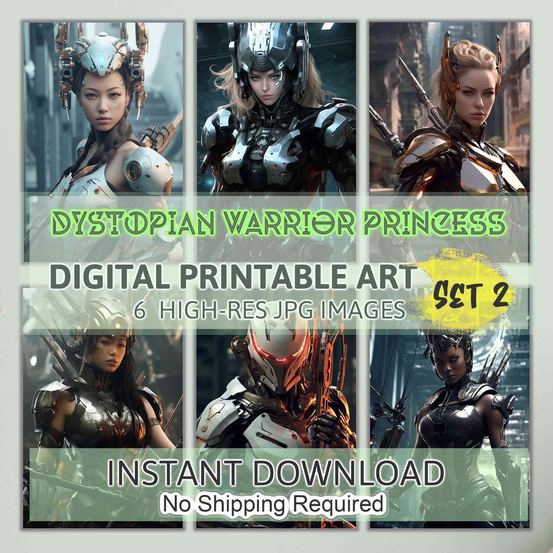 Dystopian Warrior Princess Hi-res Printable Digital Art Clipart ...