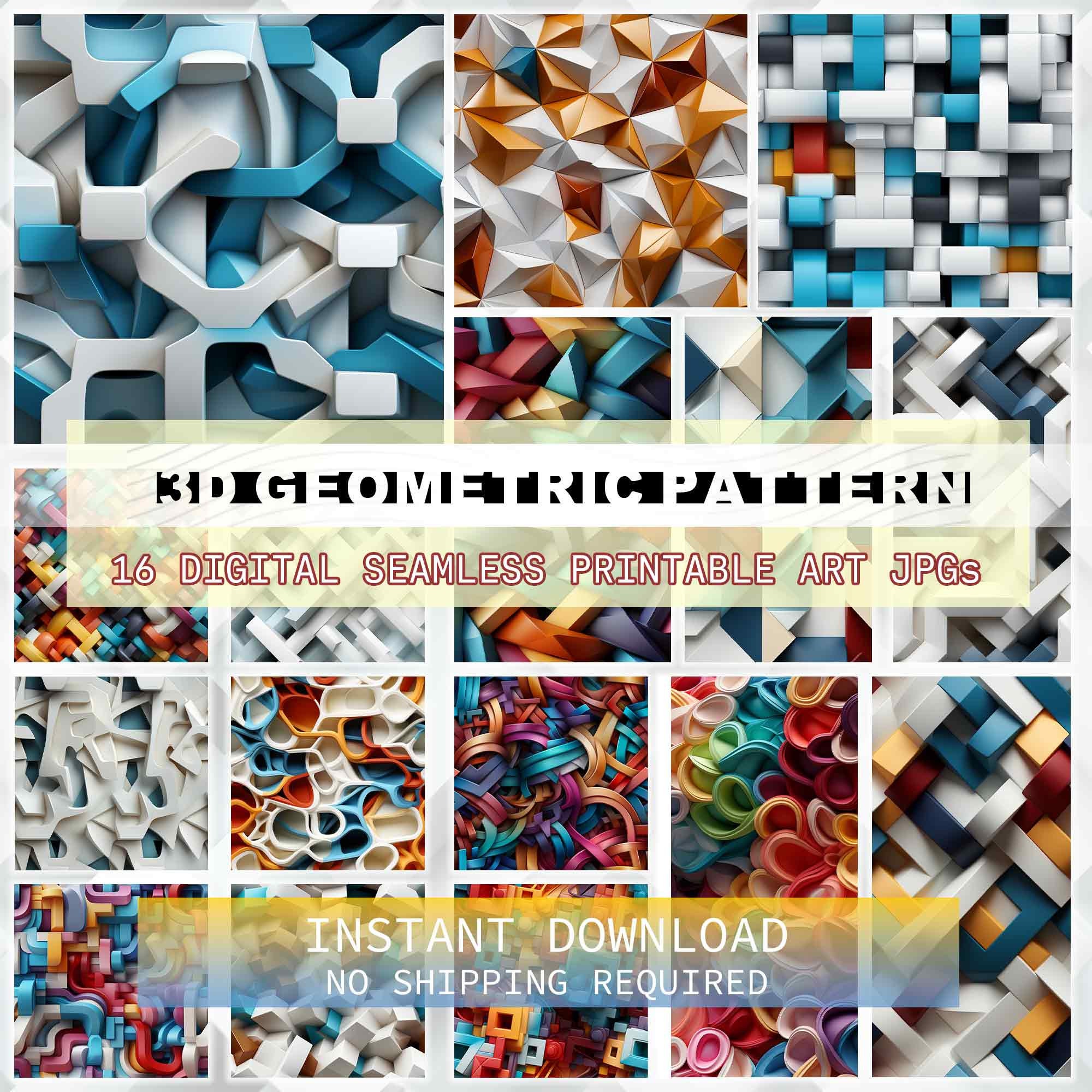 Set of 16 Seamless 3D Geometric Patterns High-res Jpgs 4096 X 4096 Px ...