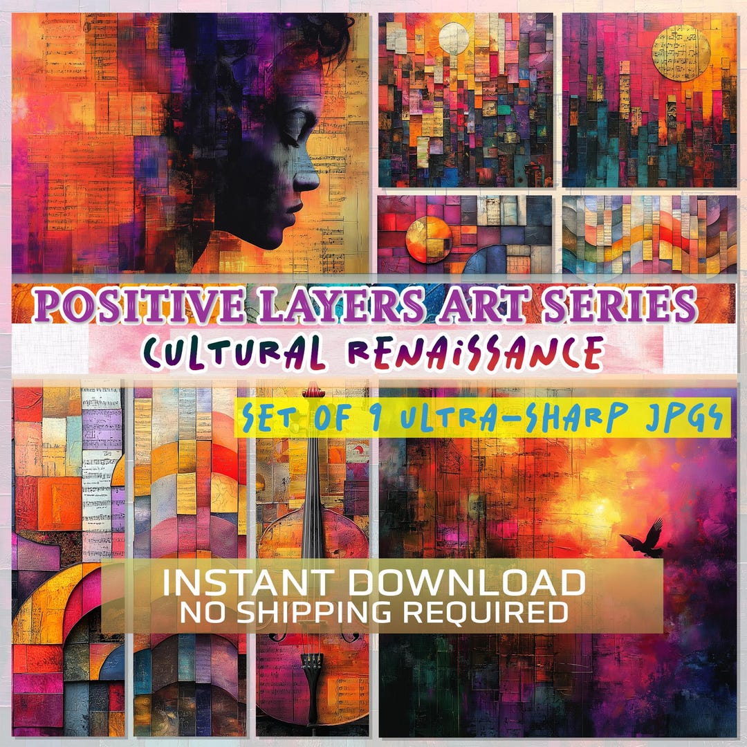 Renaissance Abstract Art Prints: Cultural Layers, Set of 9 (digital ...