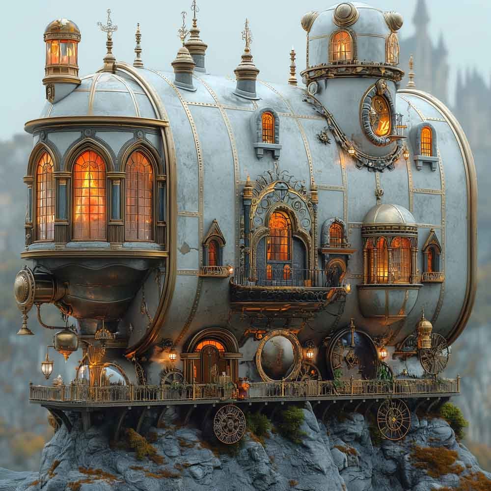 Set of 16 Steampunk Contraptions: Victorian Castles Artworks Unique ...