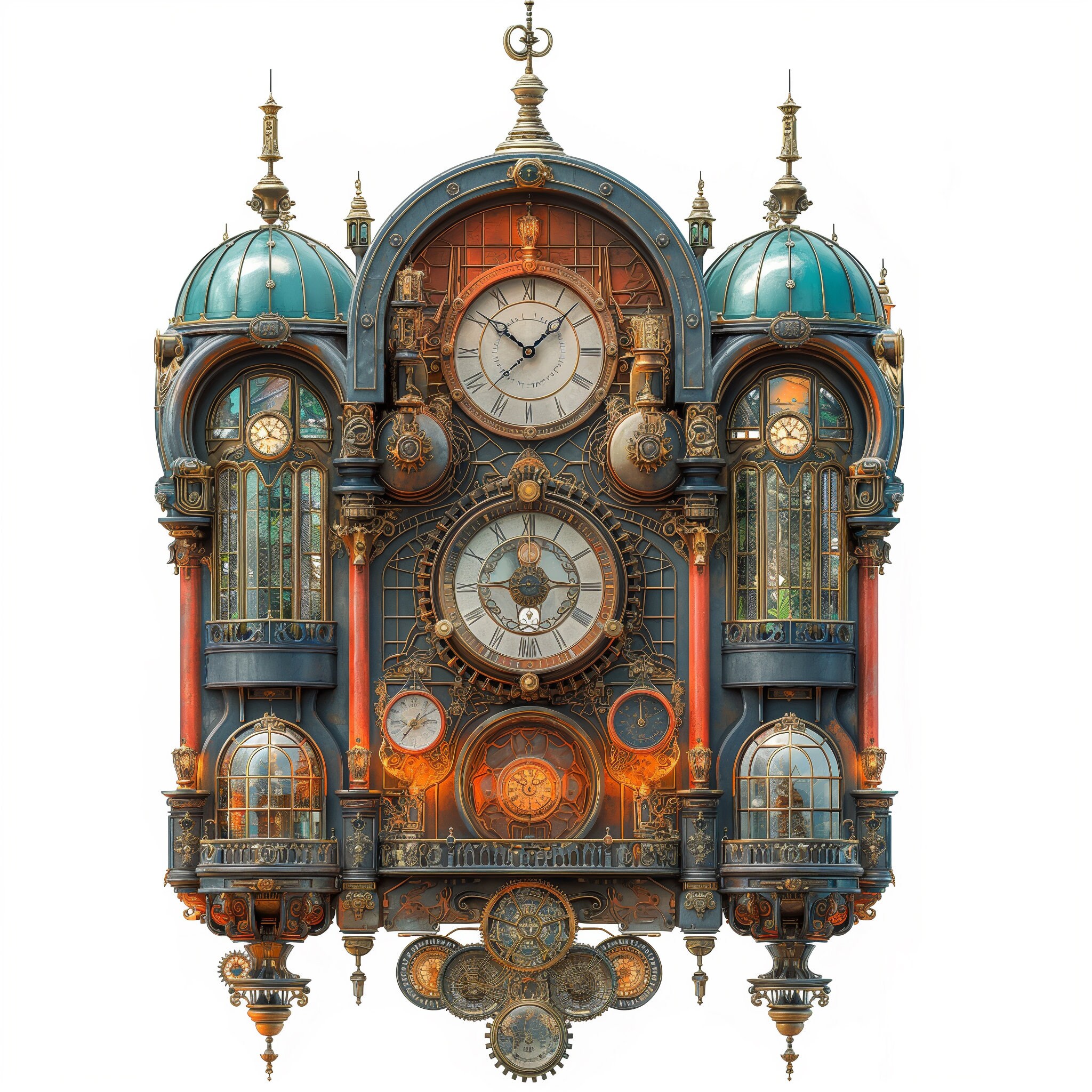 Set of 16 Steampunk Clockworks Contraptions Intricate High Res ...