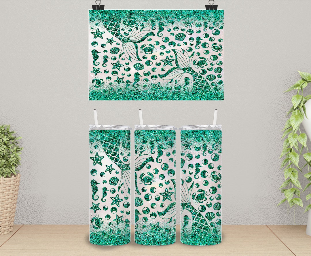 Sea Shells and Mermaid Tails Skinny Tumbler, Drinkware, Coffee Cup ...