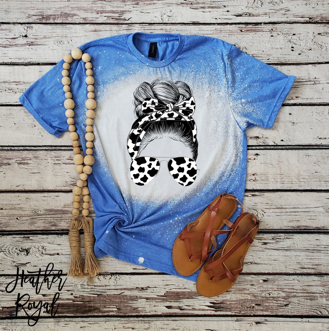 Messy Bun Cow Print - Etsy
