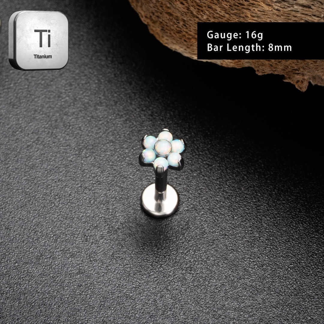 16G Titanium Internally Threaded Earring-flat Back Labret-opal - Etsy