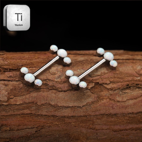 14G Implant Grade Titanium Opal Nipple Piercing - Etsy