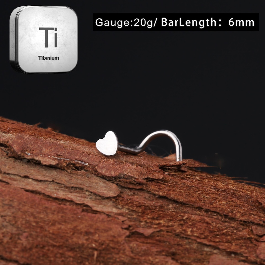 20G Heart Threadless Nose Stud-nose Piercing-nose Jewellery-titanium ...