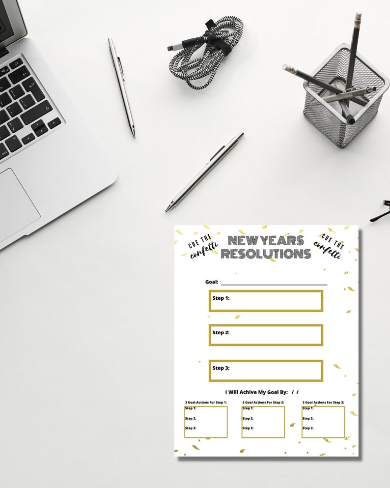 2025 Goal Breakdown Worksheet | New Years Resolutions | Black and Gold ...