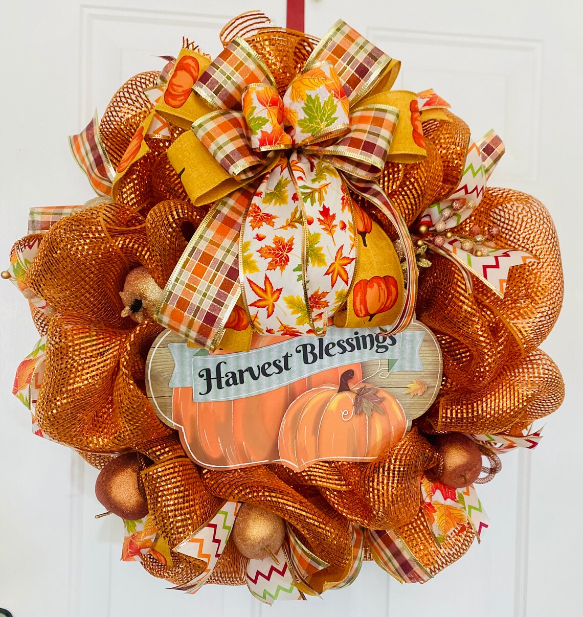 Fall Deco Mesh Wreath Front Door Fall Wreath Autumn Entryway - Etsy