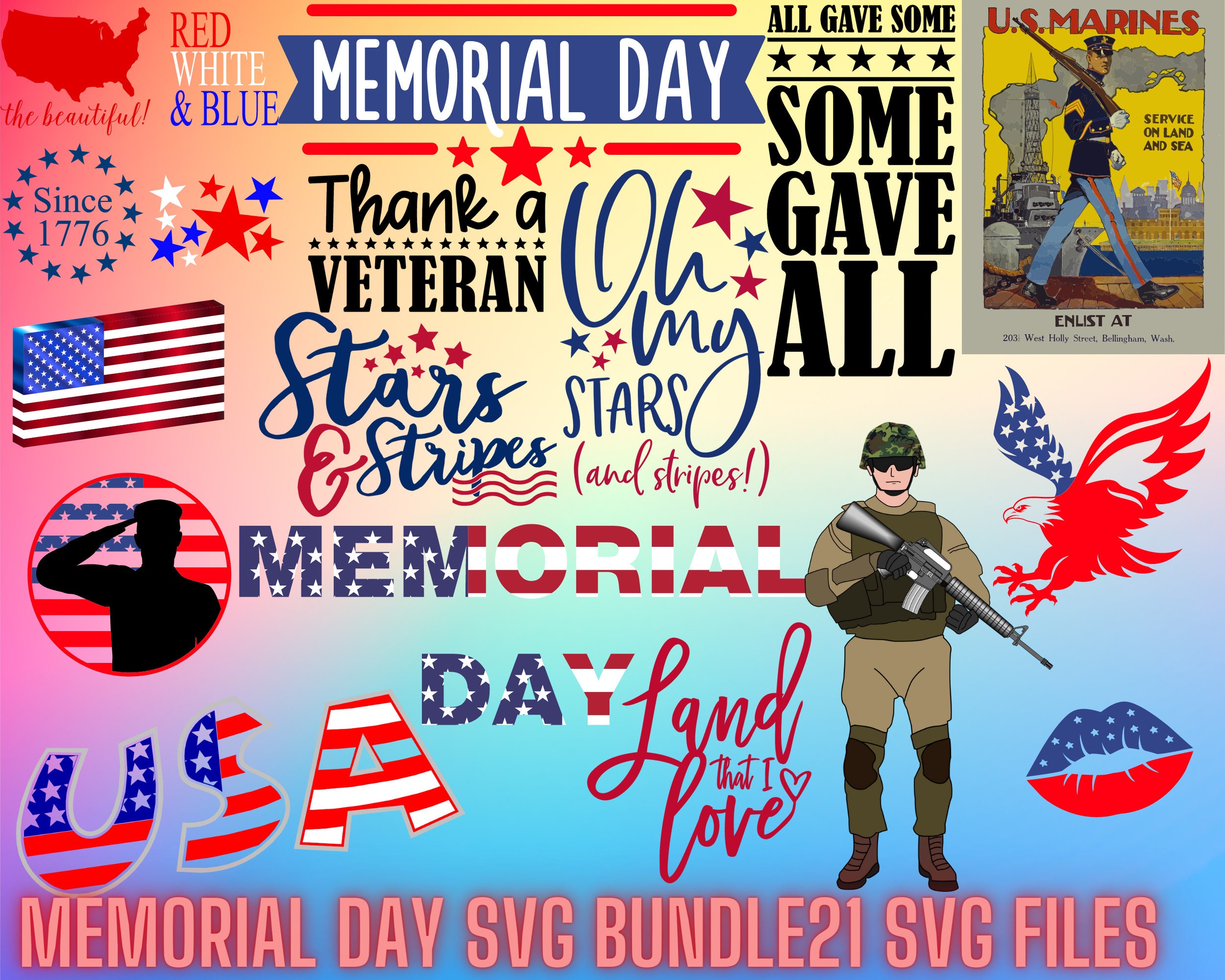 Memorial Day SVG Bundle, Patriotic Svg, American Soldier Svg, Military ...