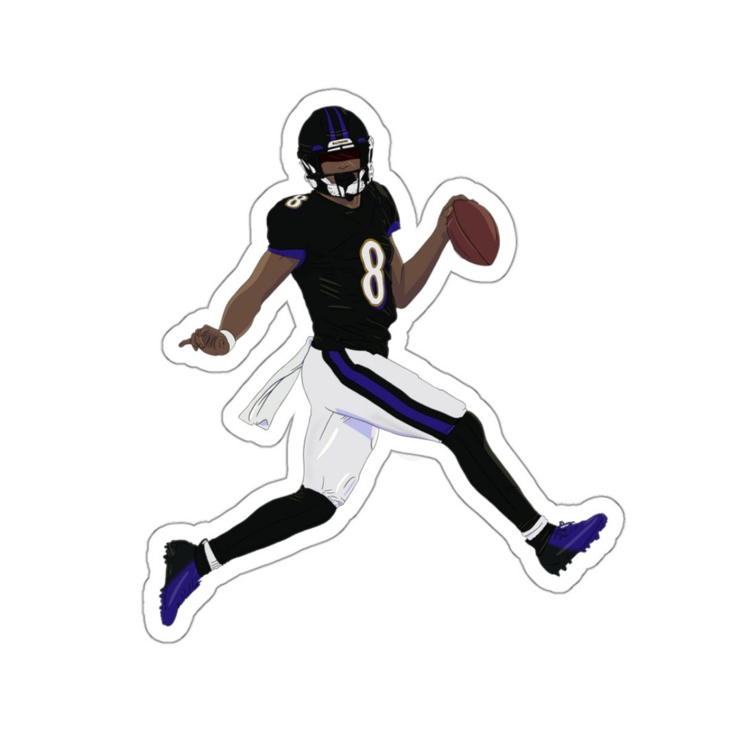 Lamar Jackson Celebrating Baltimore Sticker, Hand Drawn Art, Sports ...
