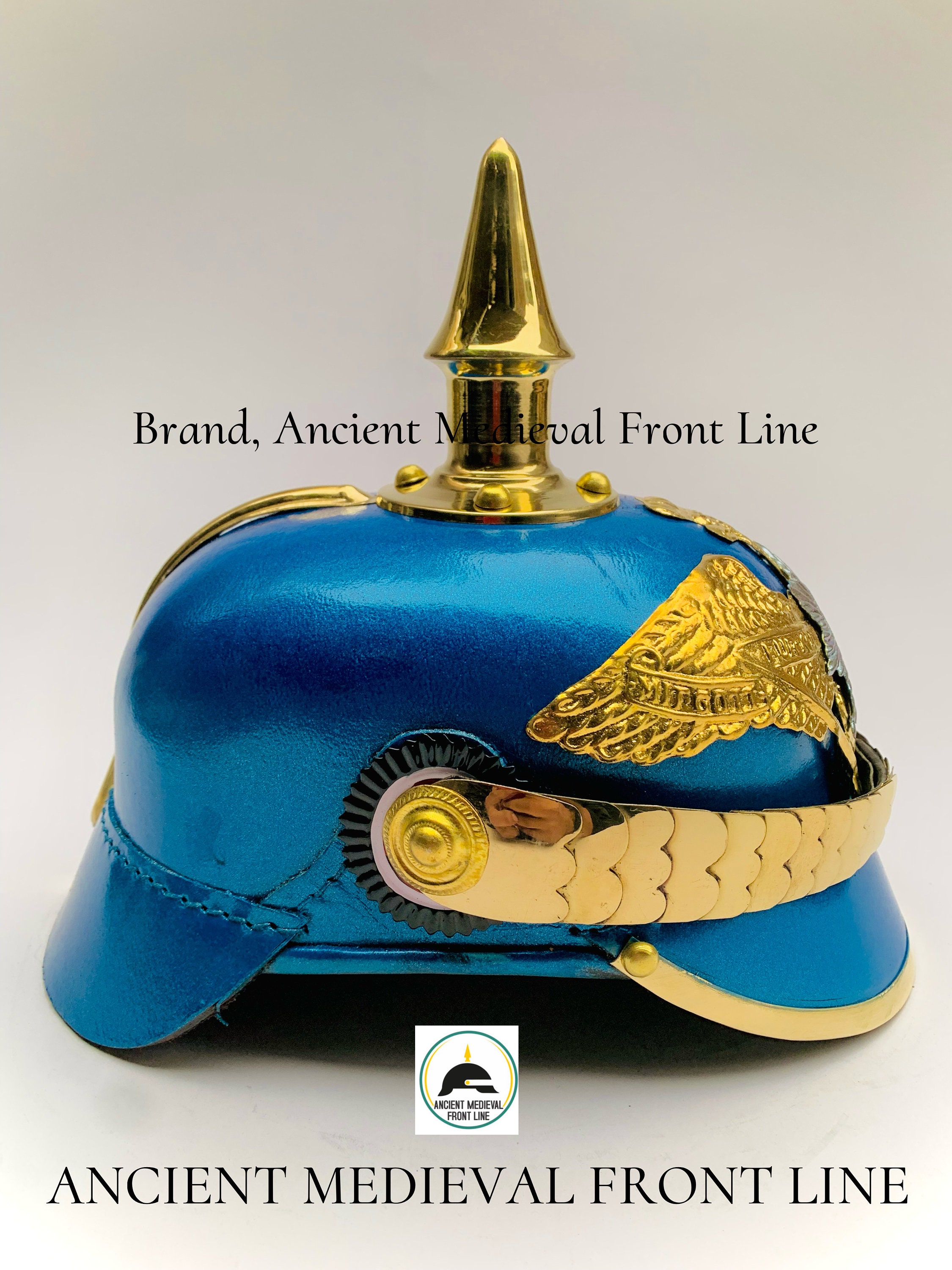 German Prussian Blue Leather Helmet Pickelhaube Helmet. - Etsy