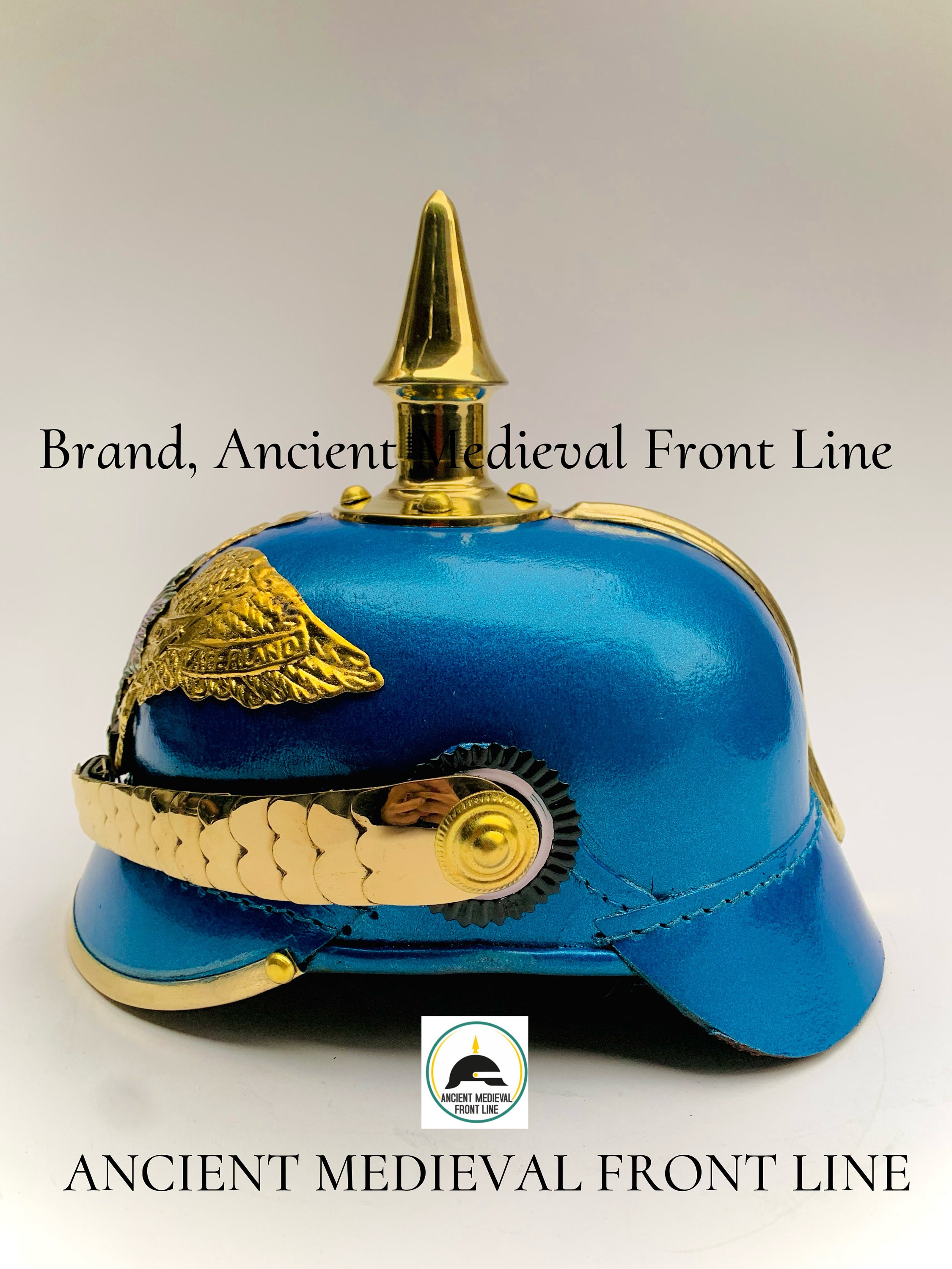 German Prussian Blue Leather Helmet Pickelhaube Helmet. - Etsy