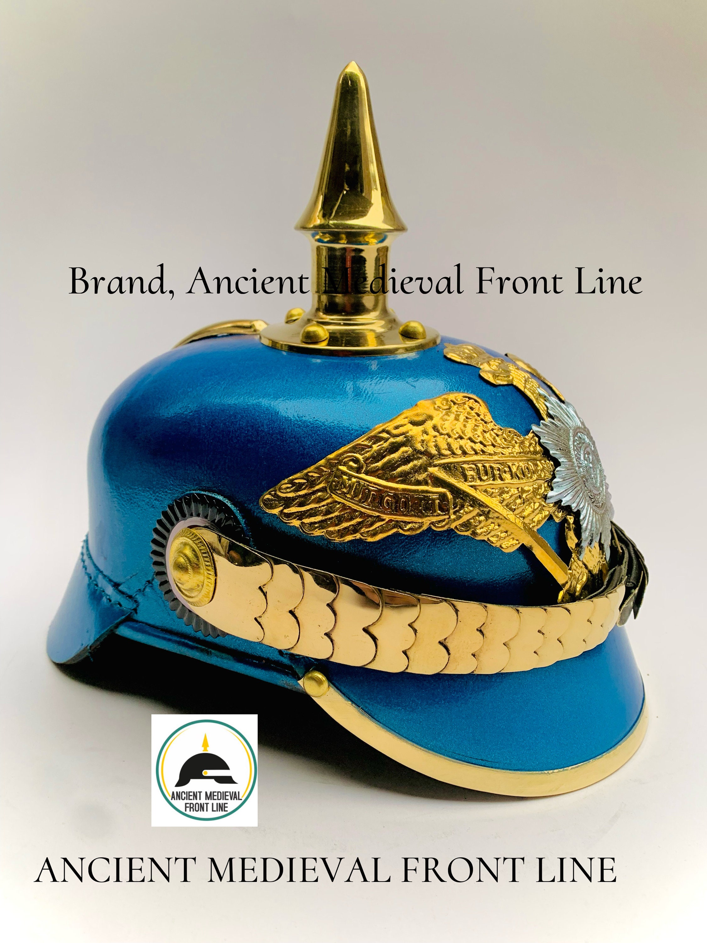 German Prussian Blue Leather Helmet Pickelhaube Helmet. - Etsy