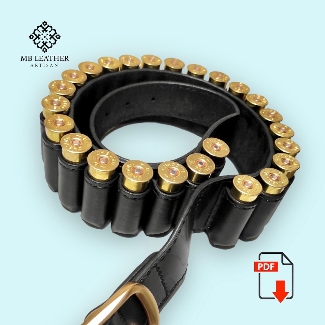 Leather Ammo Belt PDF Pattern, DIY Cartridge Bandolier Template (12GA ...